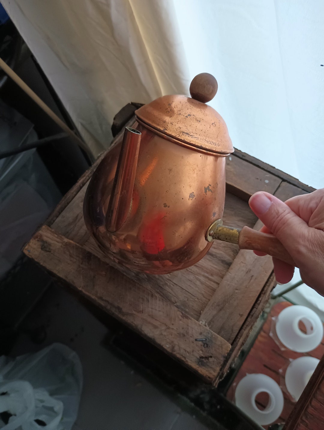 Vintage TAGUS Copper Espresso Pot Coffee Wood Handle - Etsy