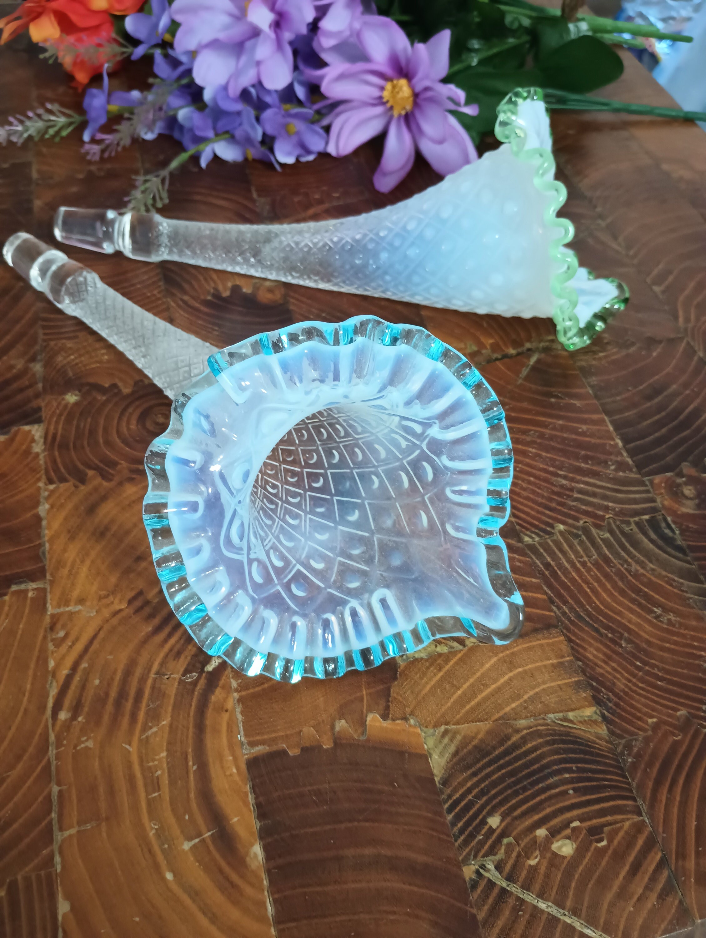 Fenton Milk Glass Opalescent Epergne Insert Horns - Etsy