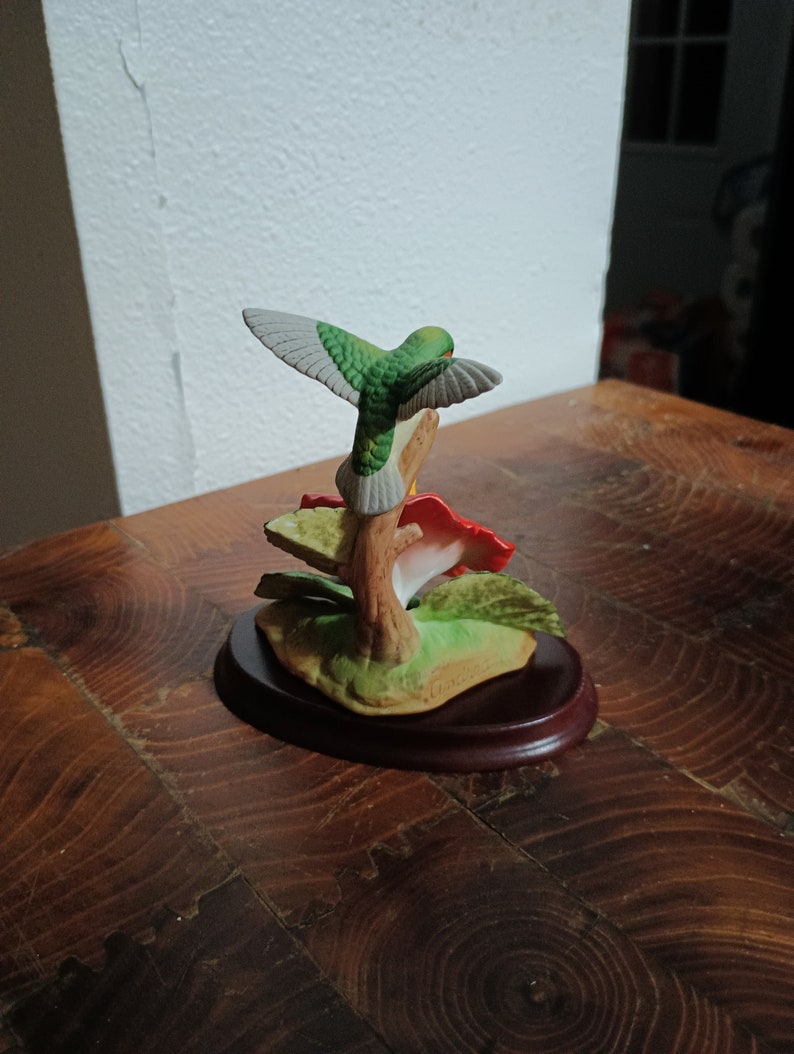 Vintage 4in Andrea by Sadek Hummingbird With Red Flower - Etsy