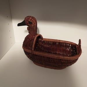 Vintage Woven Wicker Duck Basket With Wooden Bill / Beak - Etsy
