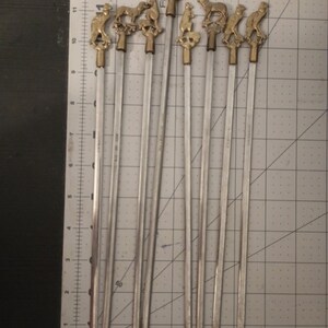 Mid-century Modern Metal Turkish Skewers With Brass Animal Design Tops ...