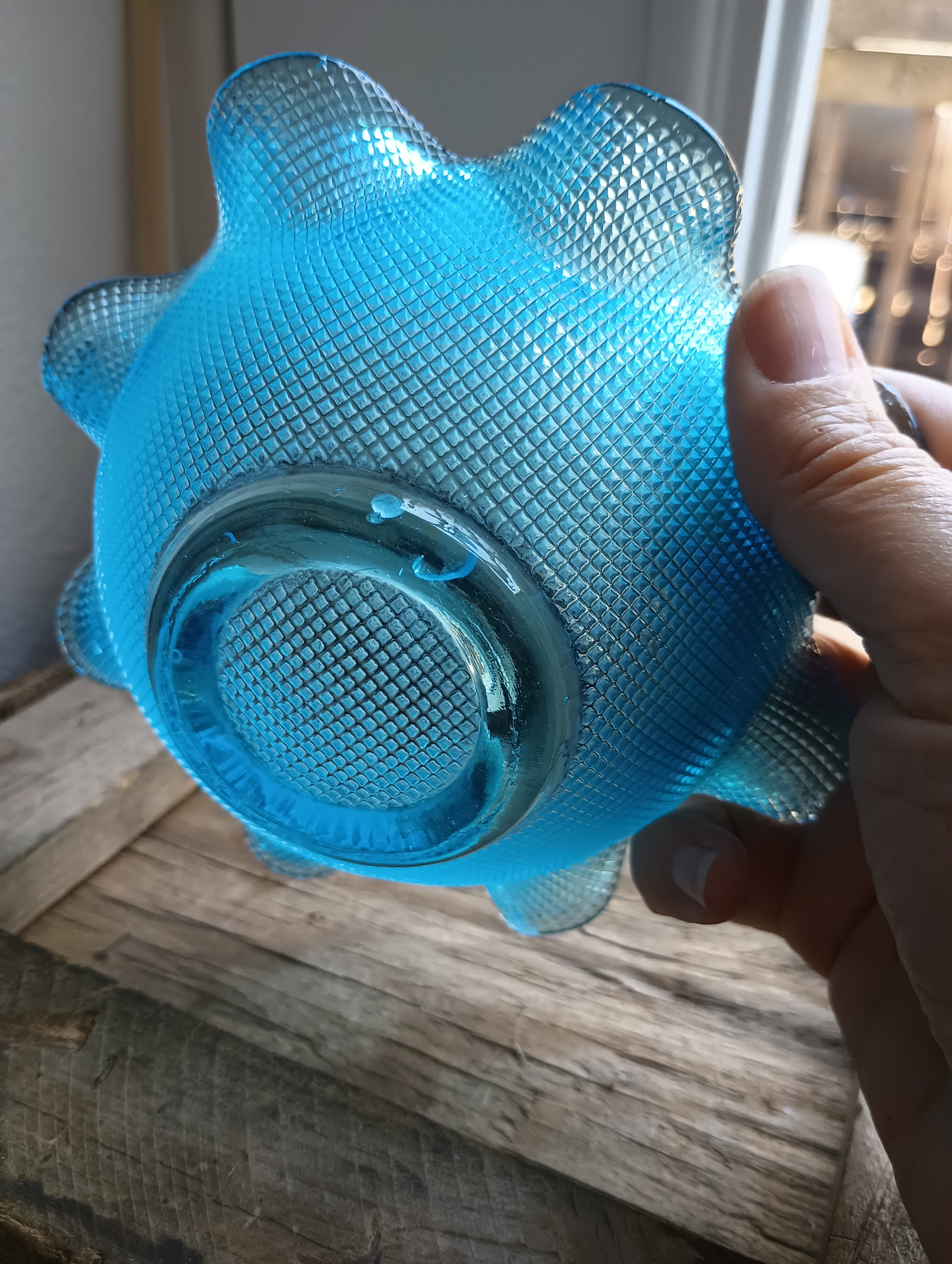 Ice Blue Ruffle Bowl Waffle Pattern Colony Italy Vintage - Etsy