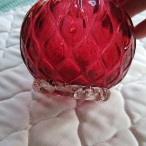 Vintage VENETIAN ART RUBY Glass Milk Jug Creamer Gold Handle Rigaree ...