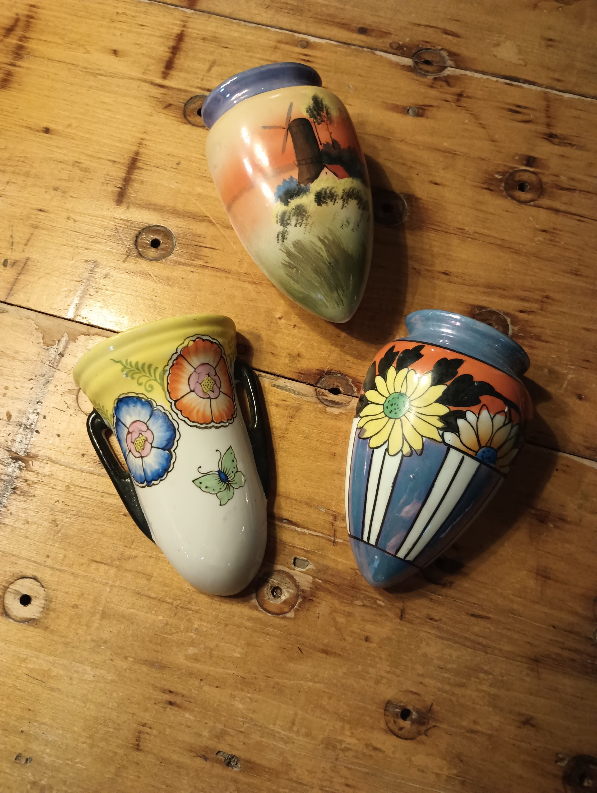 Hand Painted in Japan Lusterware Wall Pockets - Etsy