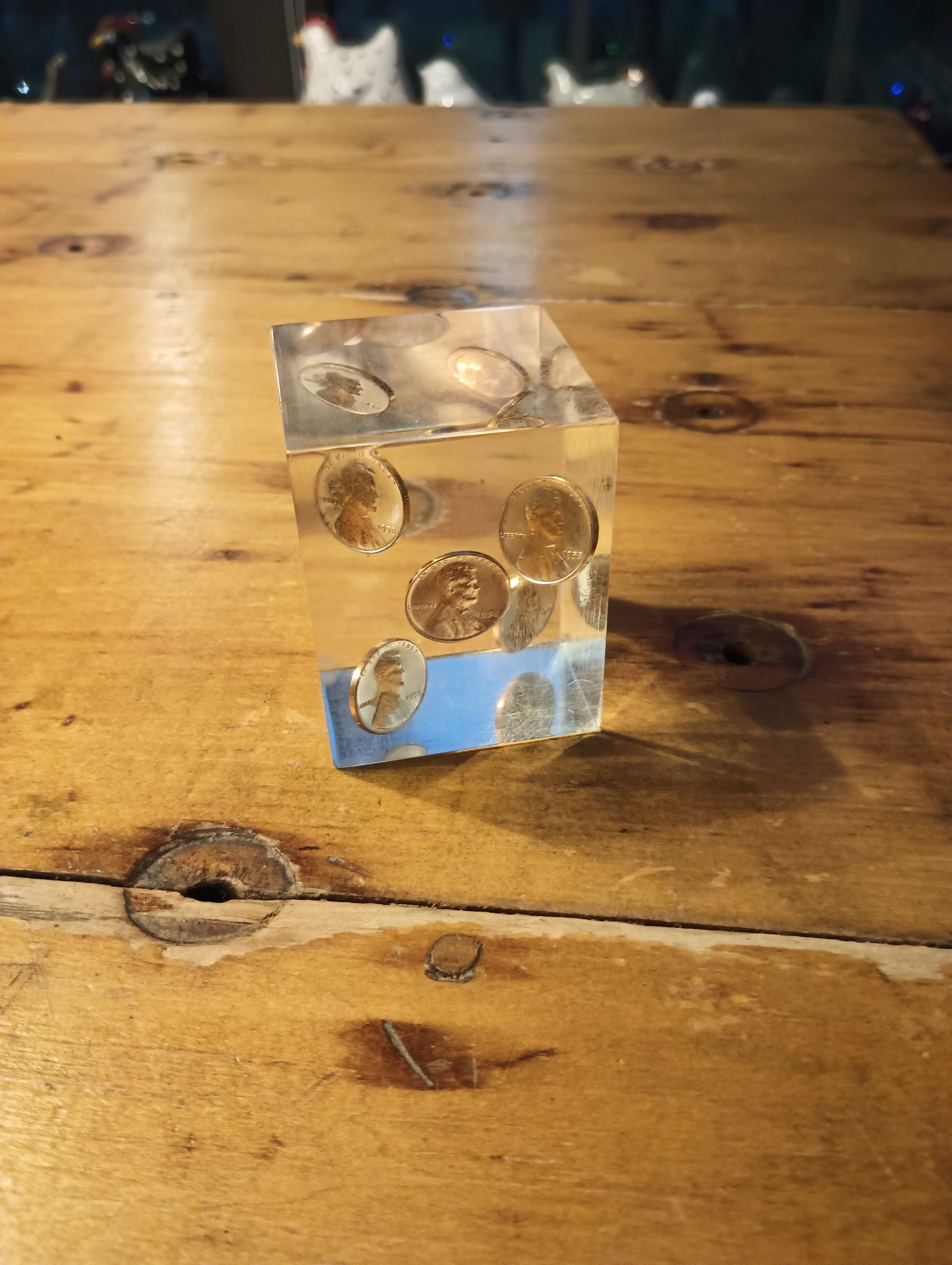 Vintage Encased Penny Lucite Cube Paperweight - Etsy