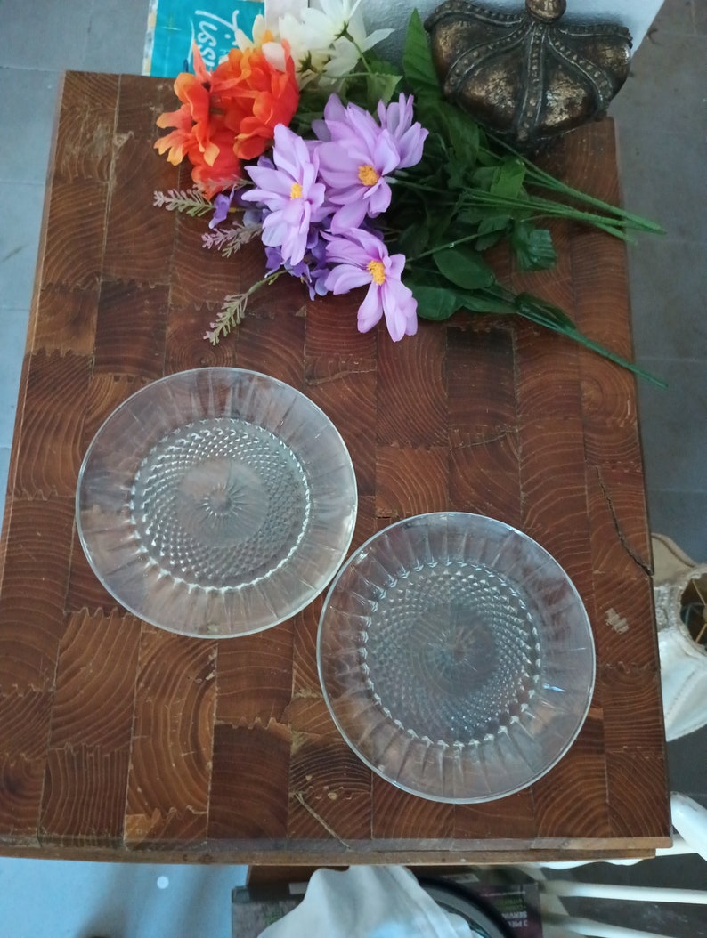 Arcoroc France Cut Glass Starburst Sun Pattern 7.5 Salad or Dessert ...