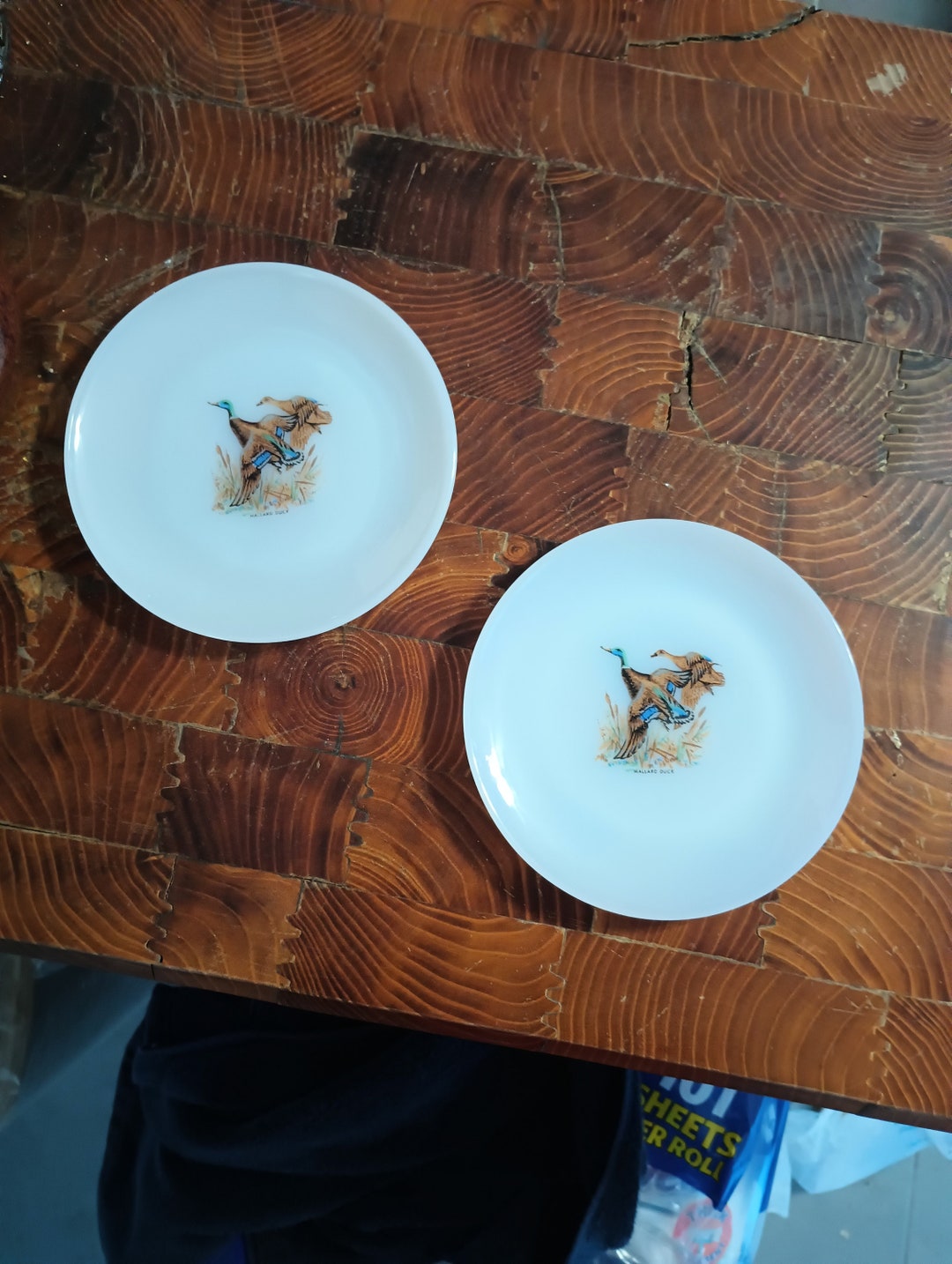 Fire King Milk Glass Mallard Duck Dessert/bread Plate - Set of 2 - Etsy