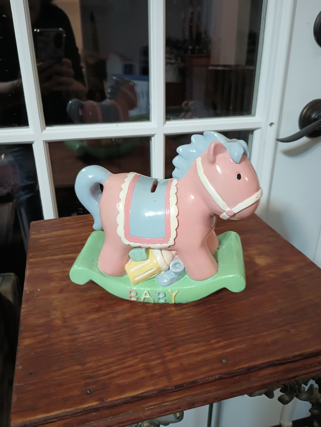 Pink Ceramic Baby Rocking Horse Bank - Etsy