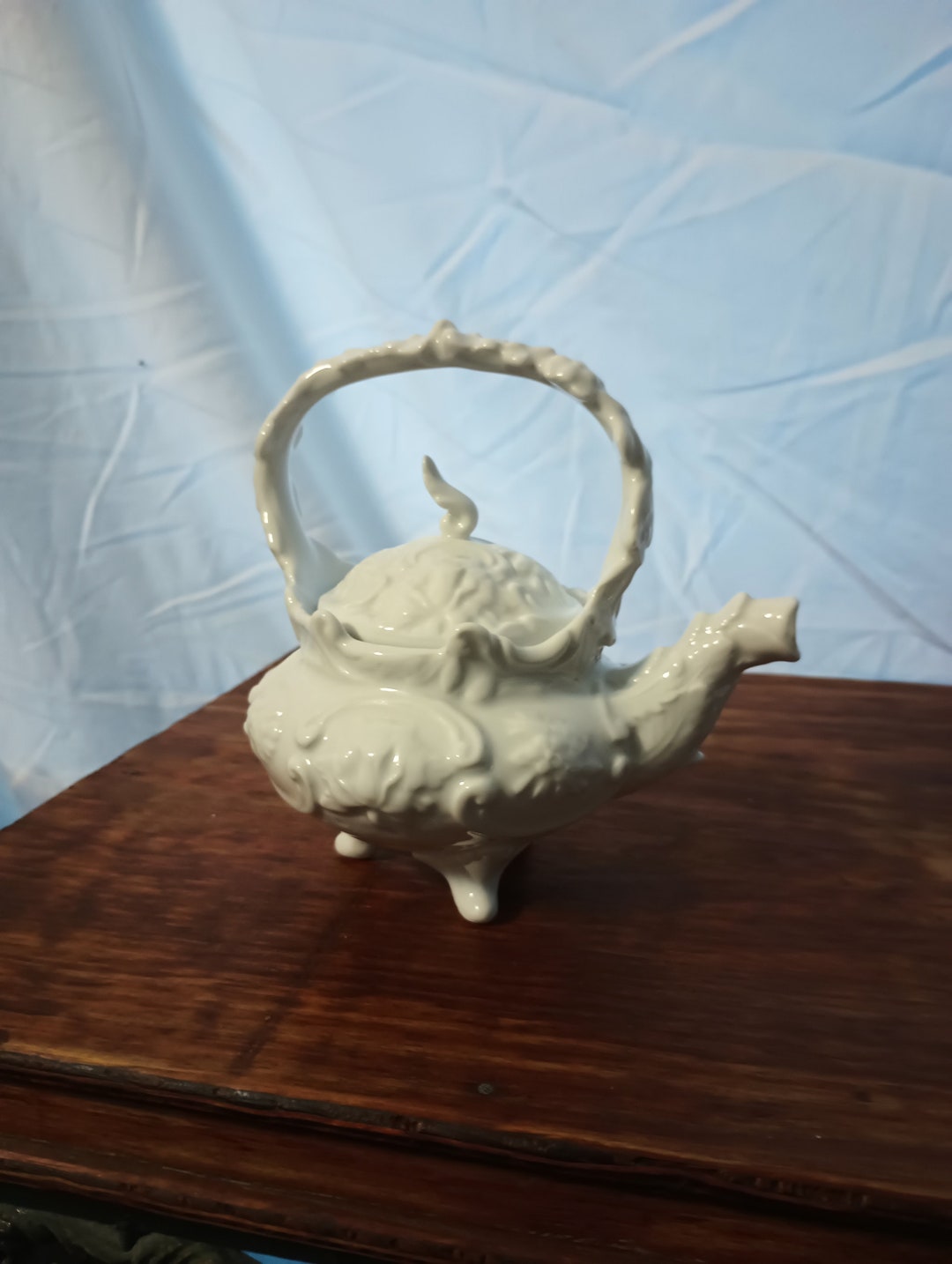 Vintage White Porcelain Tea Pot English Rose White Honey Decanter ...