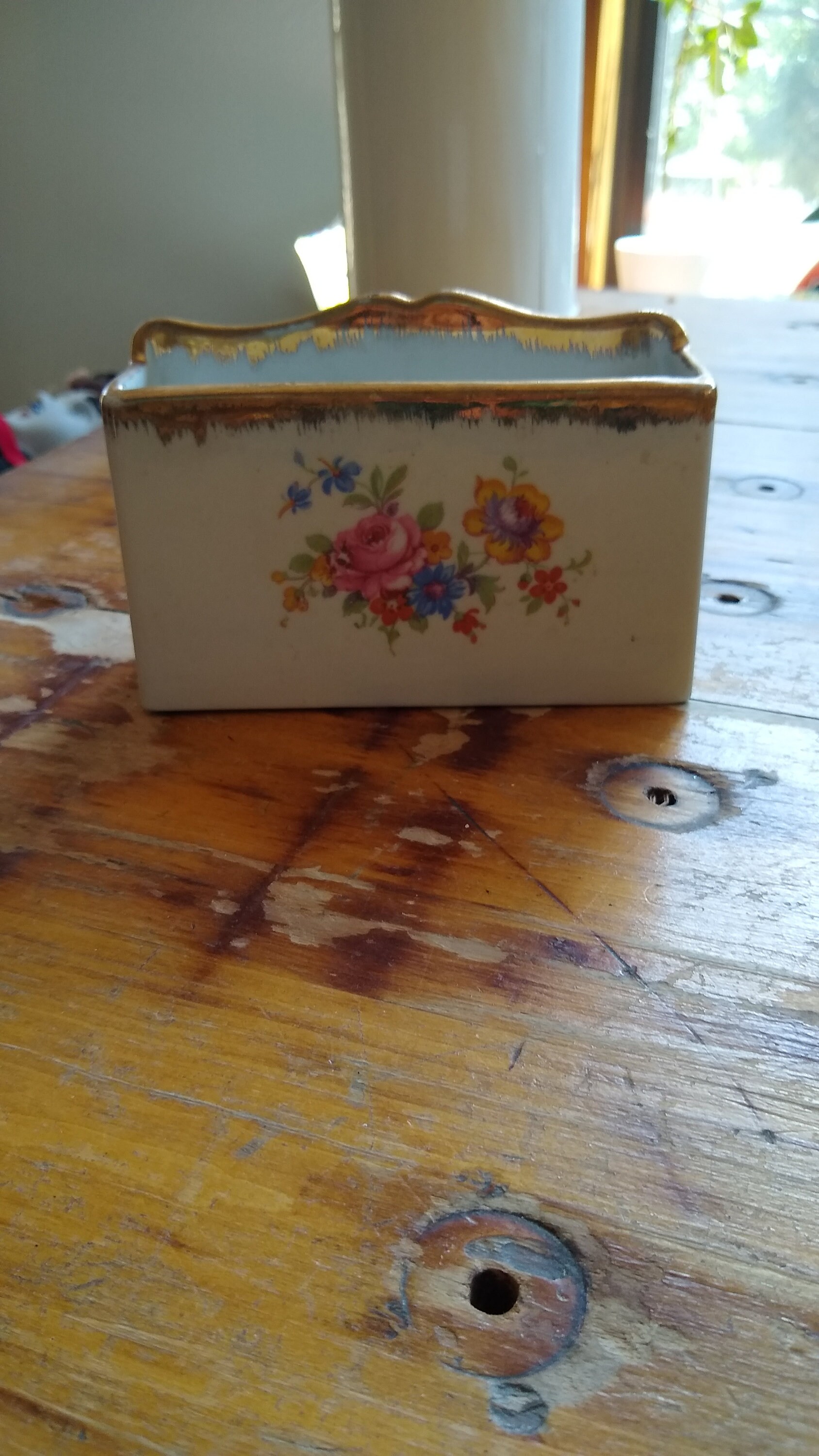 Antique Old Paris Porcelain Limoges Desk Letter Holder Box Floral Sprig ...