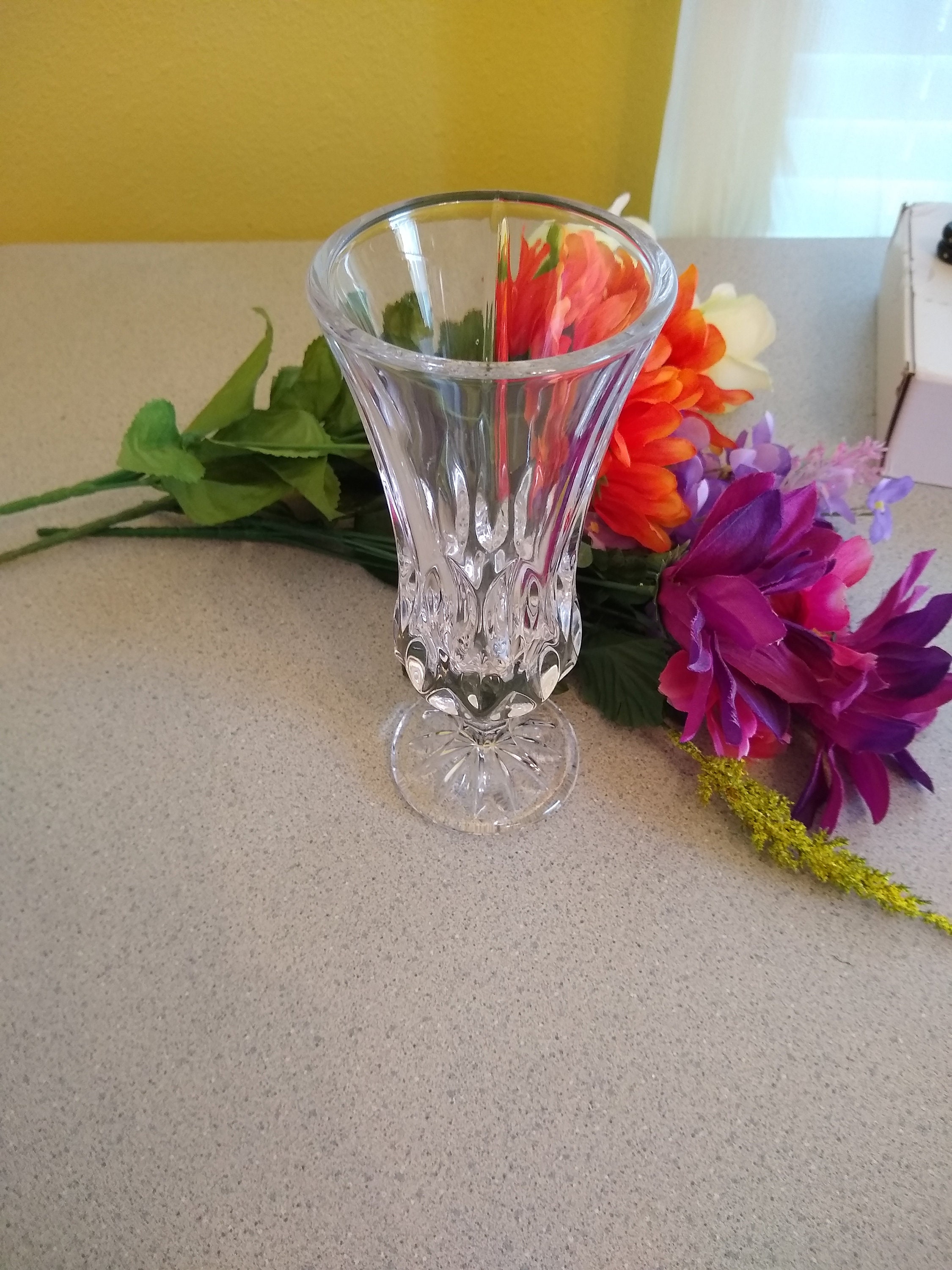 Heavy Lead Crystal Pedestaled Cut Vase - Etsy