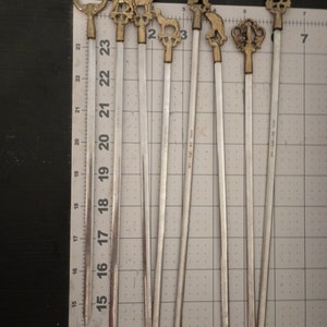 Mid-century Modern Metal Turkish Skewers With Brass Animal Design Tops ...