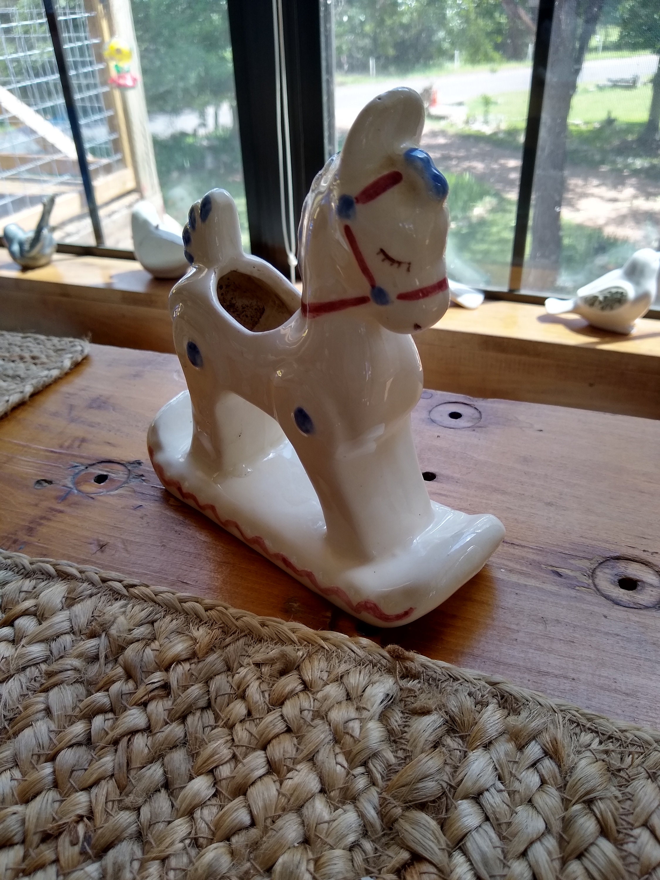 Vintage Glazed Ceramic Rocking Horse Nursery Room Decor - Etsy