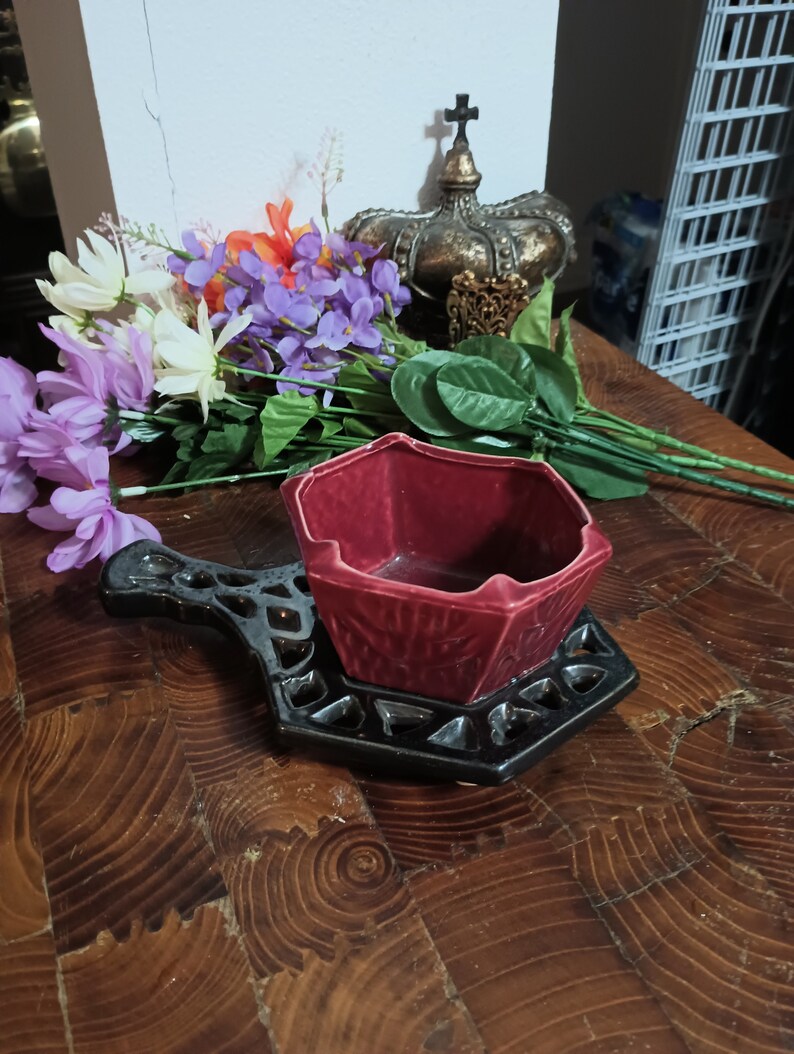 Mccoy Pottery Trivet Maroon Planter - Etsy