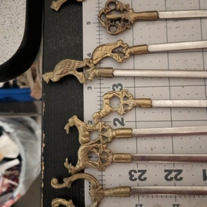 Mid-century Modern Metal Turkish Skewers With Brass Animal Design Tops ...