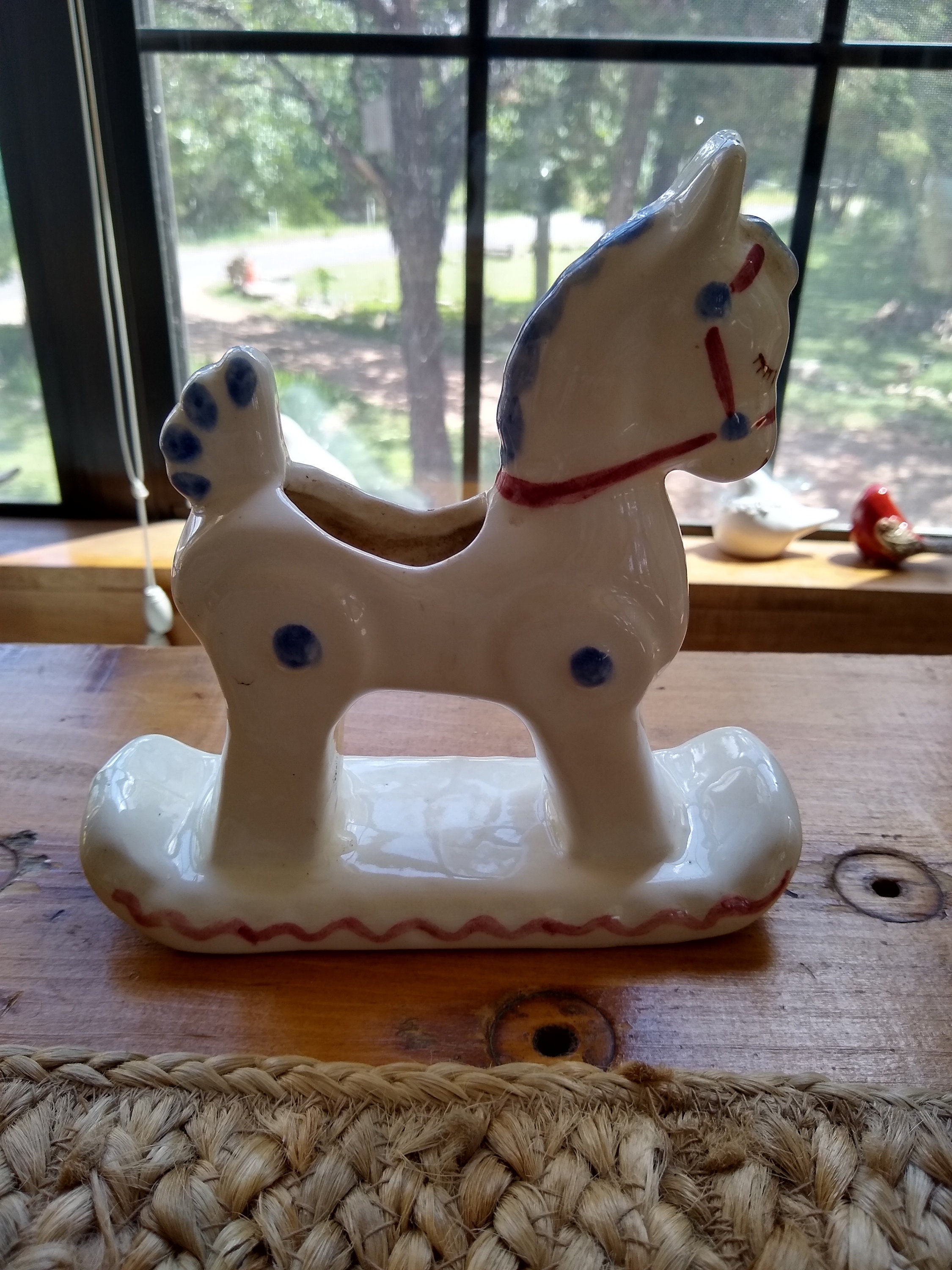Vintage Glazed Ceramic Rocking Horse Nursery Room Decor - Etsy