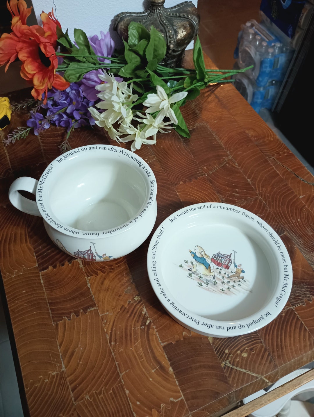 1980s Wedgwood Bone China Peter Rabbit "stop Thief!" Design Porringer ...