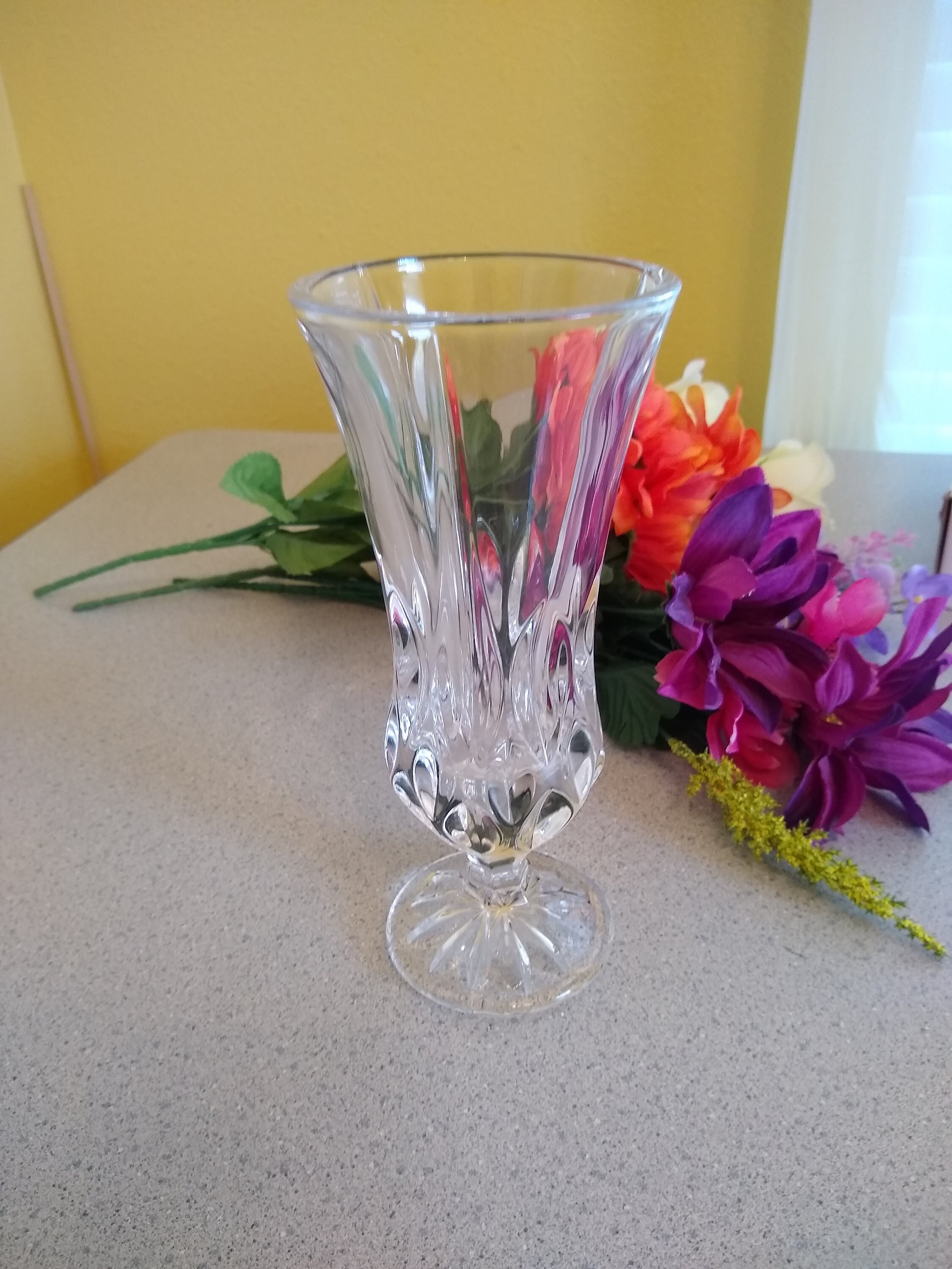 Heavy Lead Crystal Pedestaled Cut Vase - Etsy