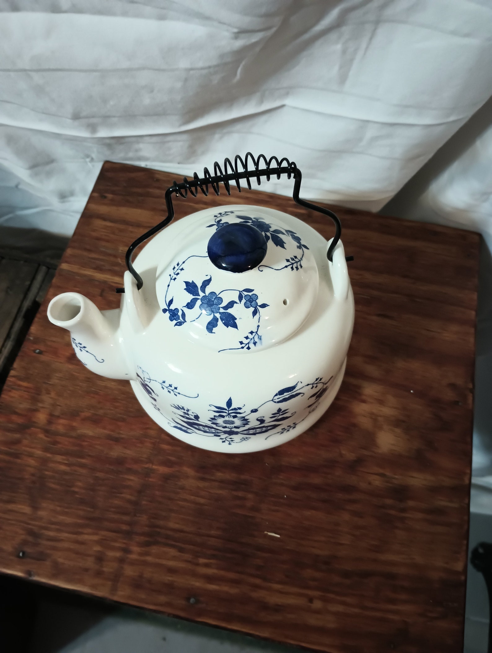 Vintage Nevco Japan Teapot W/ Wire Handle Blue Onion Delft Colors 1960 ...
