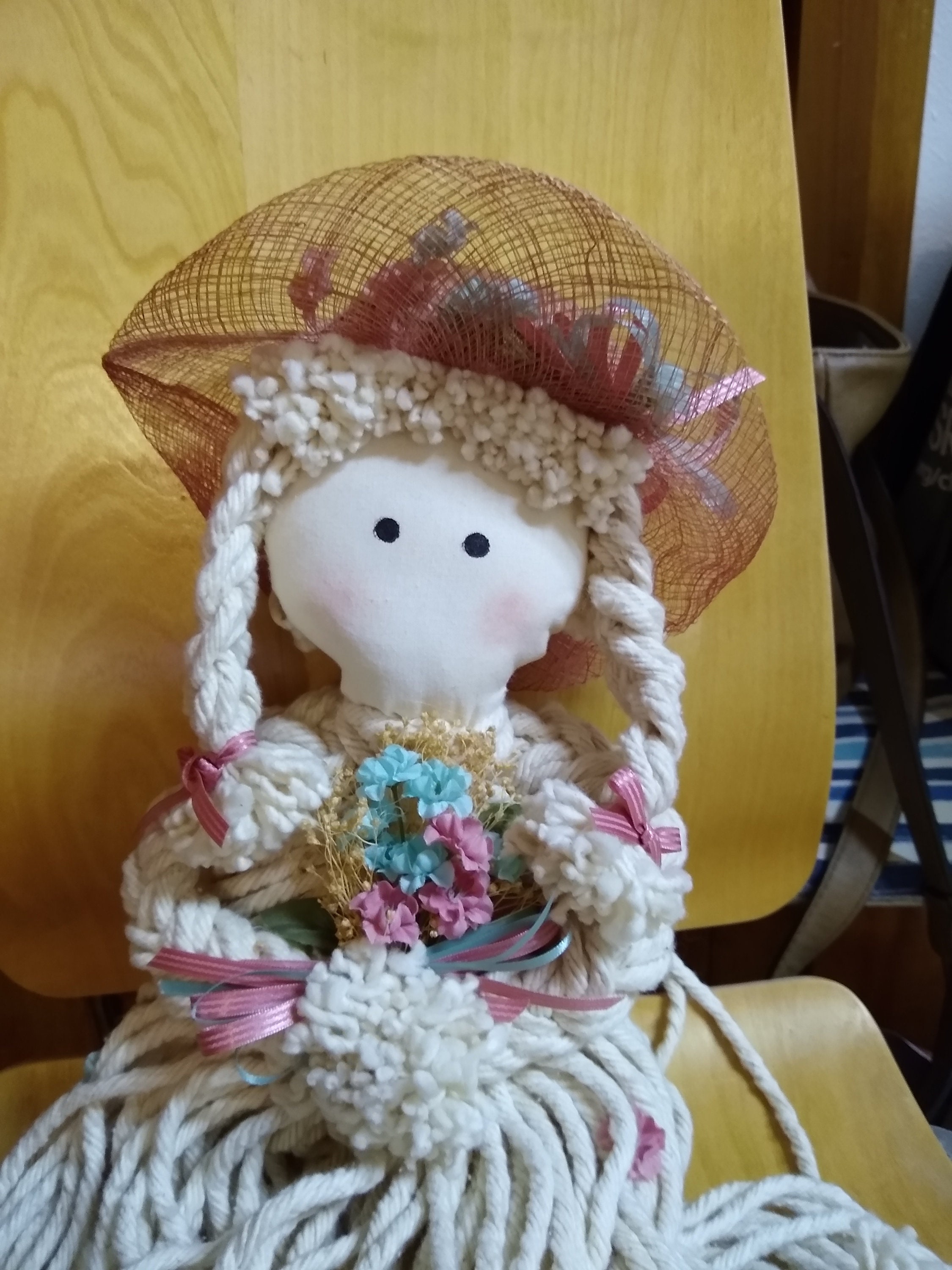 Vintage Rose Hat Brides Maiden Rag Mop Doll - Etsy