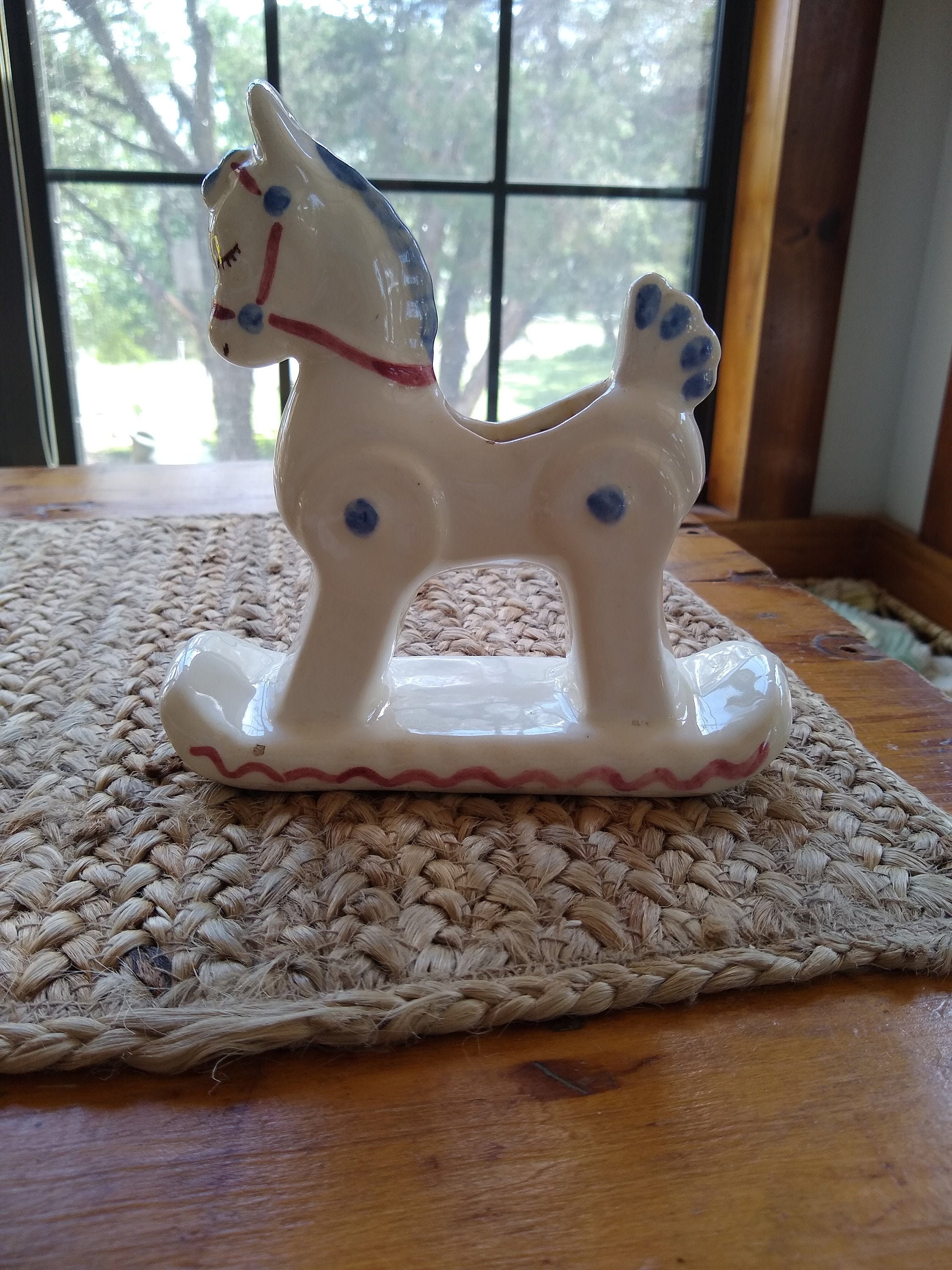 Vintage Glazed Ceramic Rocking Horse Nursery Room Decor - Etsy
