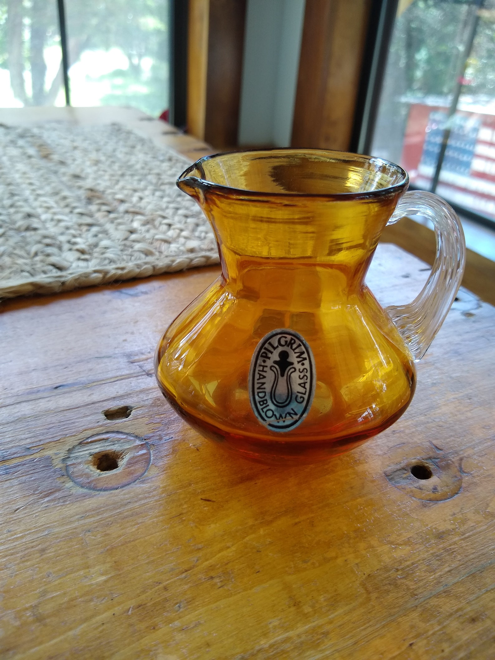 Vintage AMBER Hand Blown PILGRIM GLASS Pitcher W/label Clear - Etsy