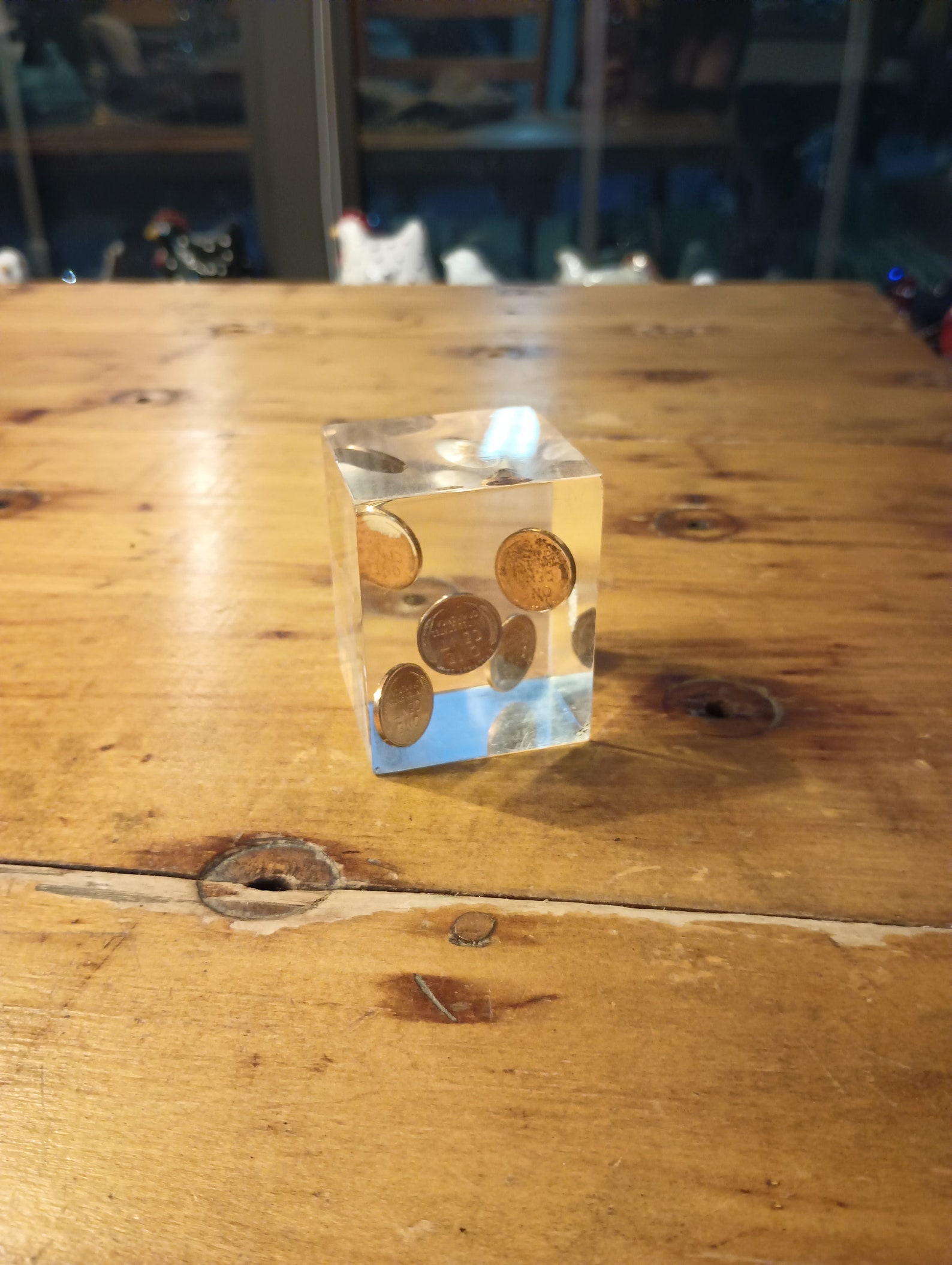 Vintage Encased Penny Lucite Cube Paperweight - Etsy