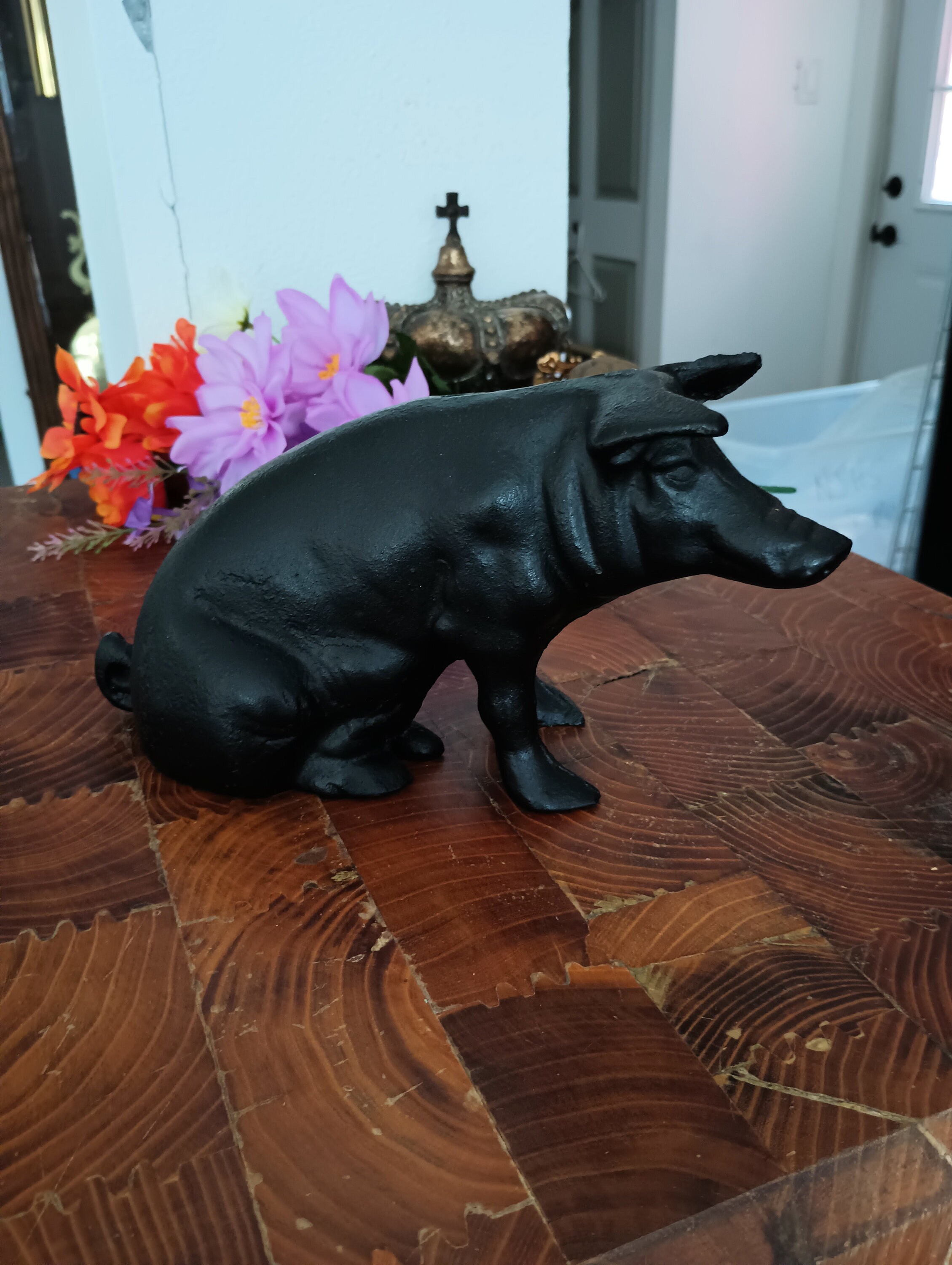 Antique Farmhouse Cast Iron Pig Coin Bank - Etsy