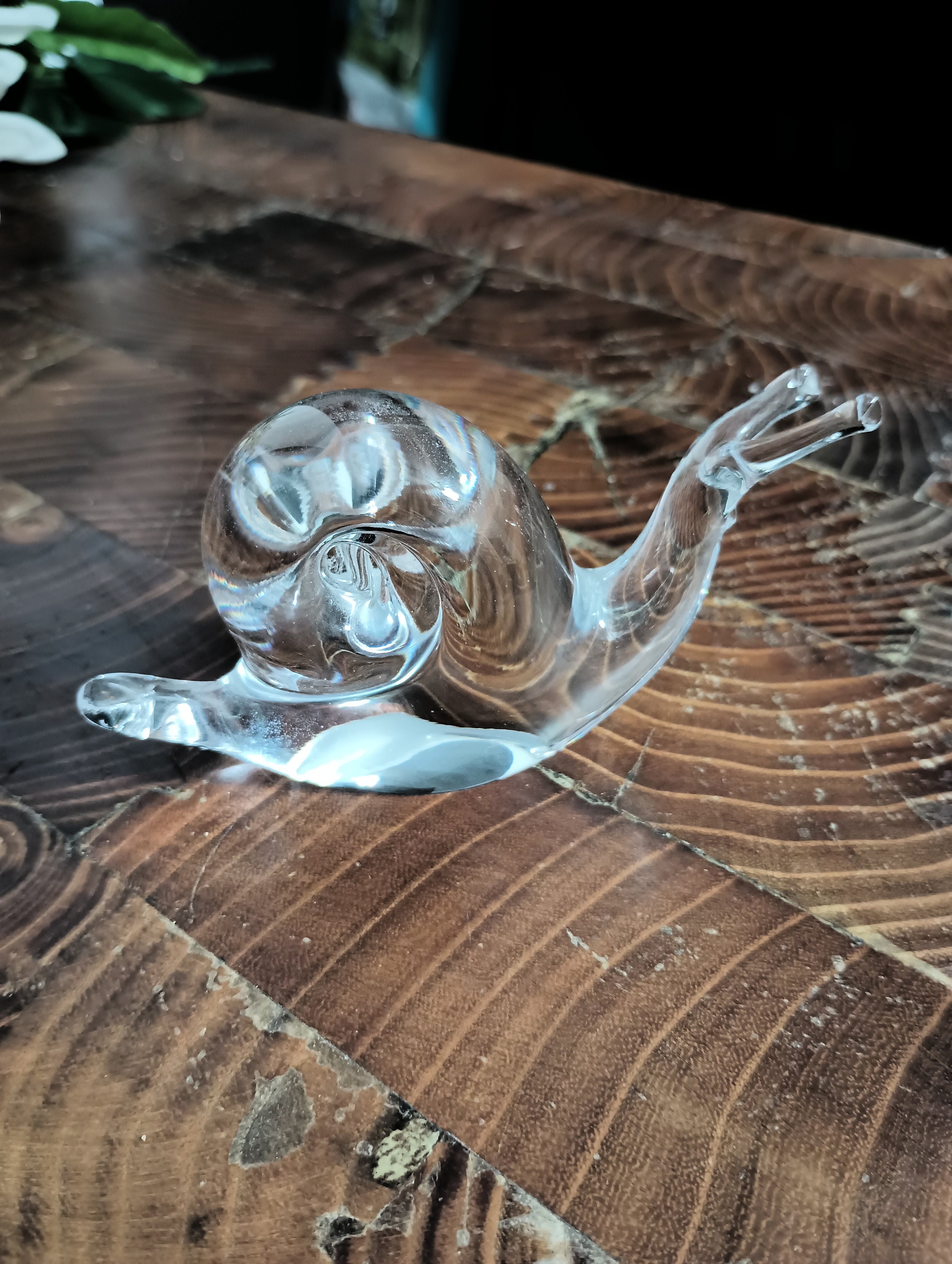 Vintage Clear Glass Snail Figurine - Etsy