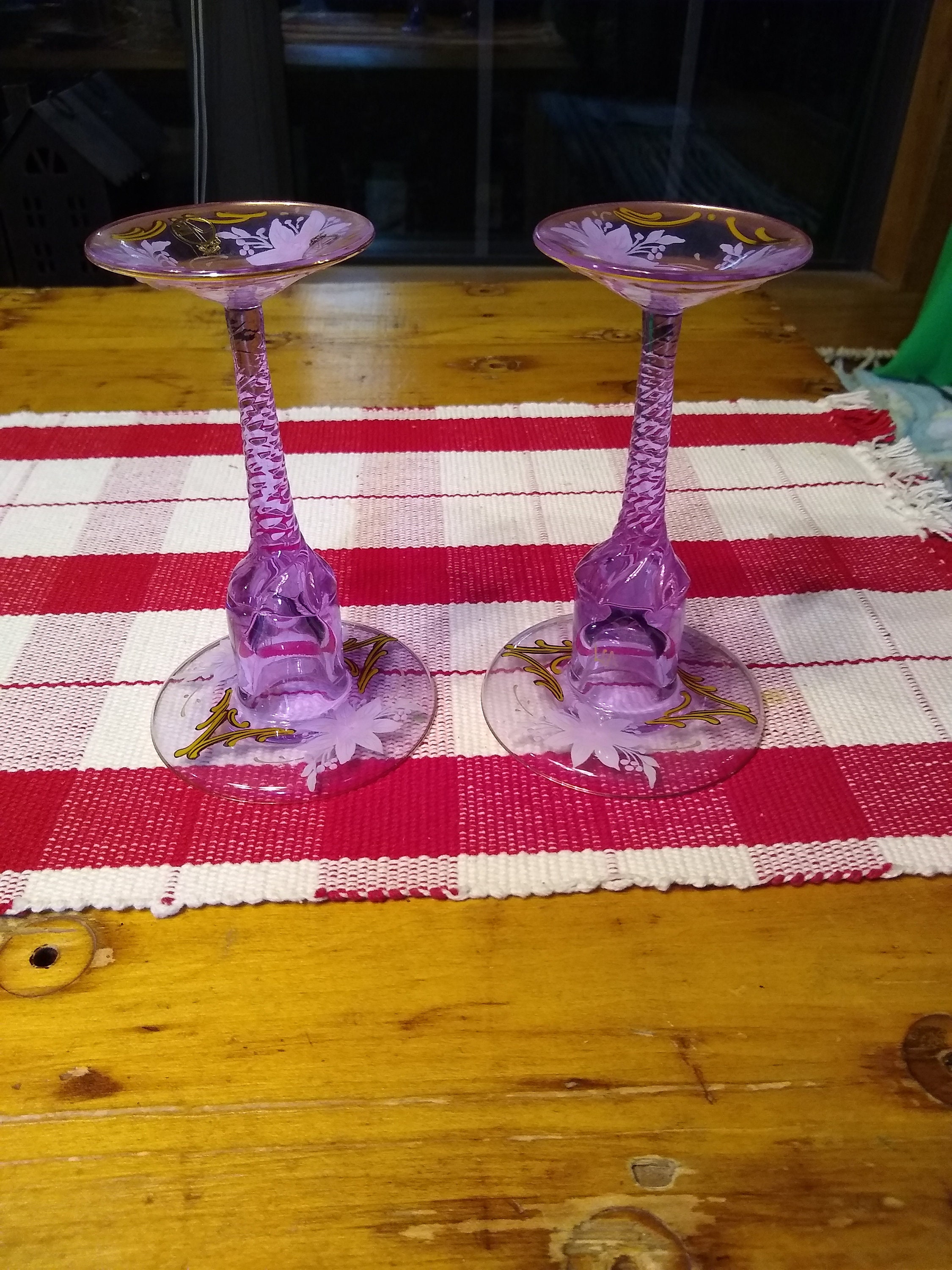 Murano Venetian Italian Hand Painted Glass Candlesticks - Etsy UK