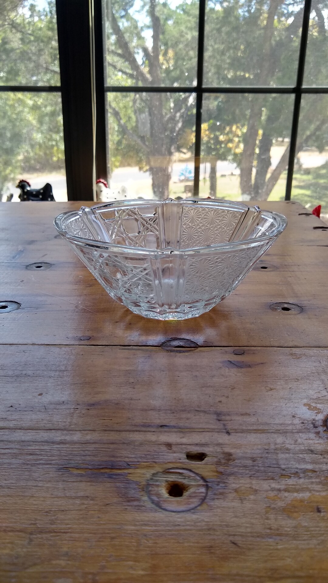 Vintage FNG Indonesia Bowl Pressed Glass Bowl With Daisy Cane Button ...