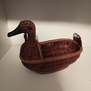 Vintage Woven Wicker Duck Basket With Wooden Bill / Beak - Etsy