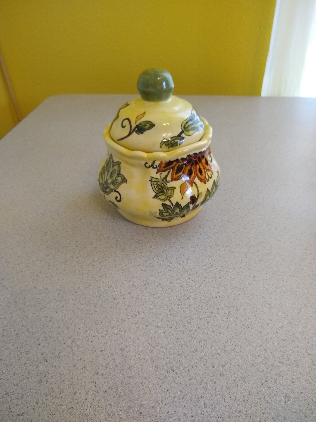 Sunflower Lidded Yellow Floral Ceramic Jar - Etsy