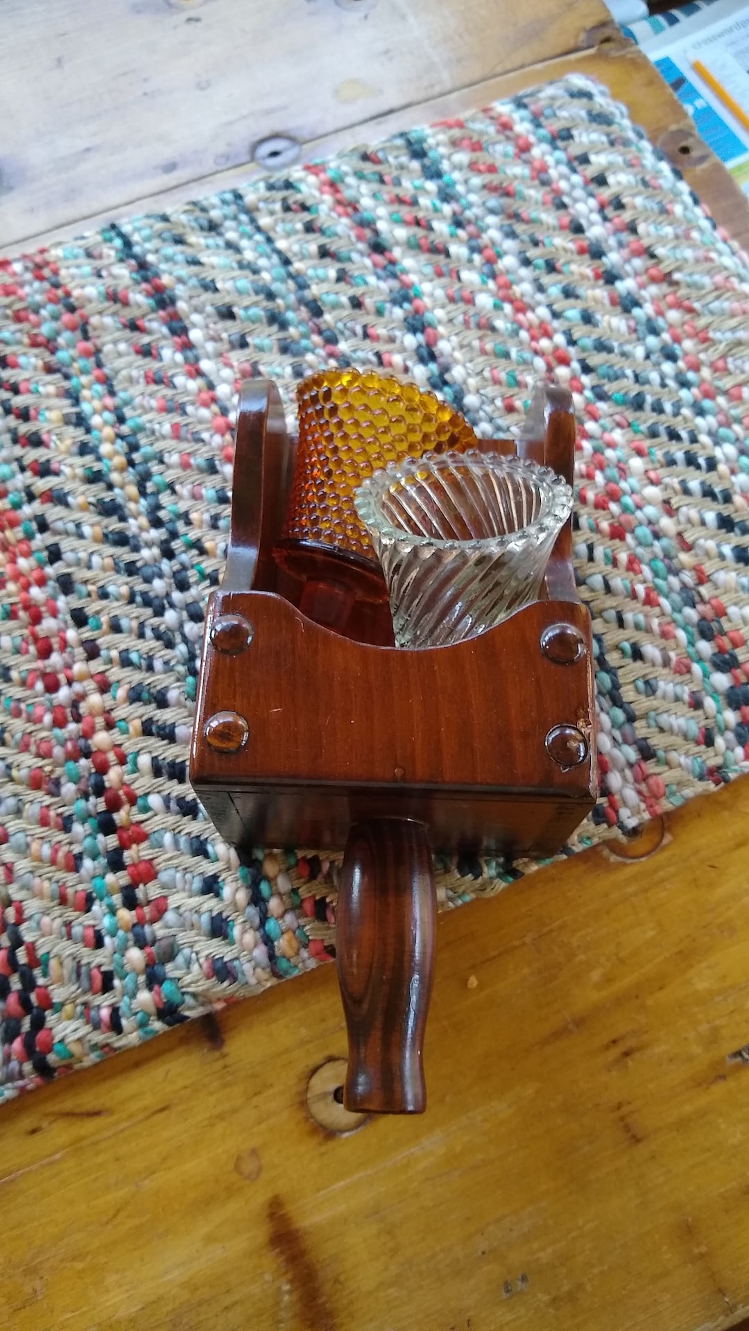 Vintage Rustic Wood Handheld Candle Holders - Wall Sconce With 2 ...