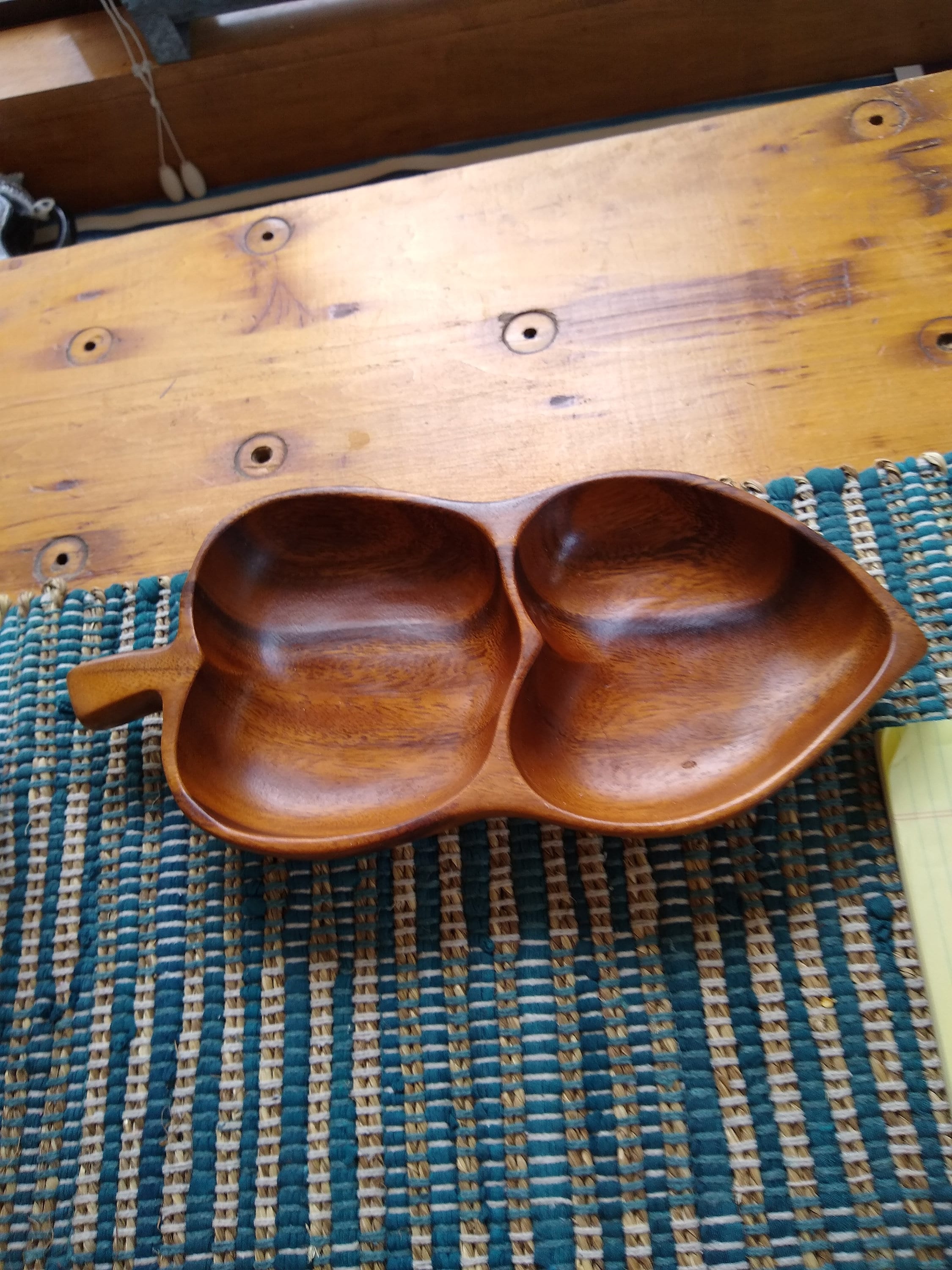 Vintage Leilani Monkey Pod Wood Divided Tray - Etsy