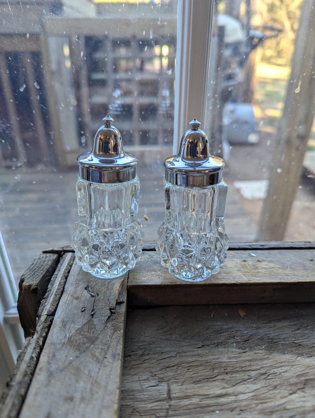 Indiana Glass Co. Diamond Point Salt and Pepper Shakers - Etsy