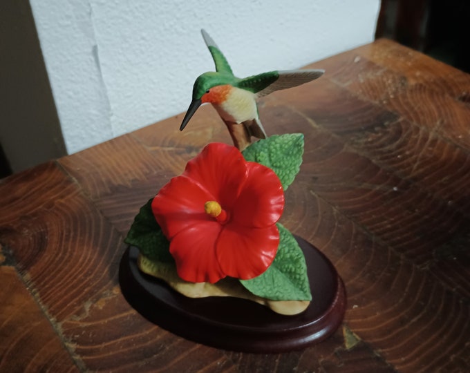 Vintage 4in Andrea by Sadek Hummingbird With Red Flower - Etsy