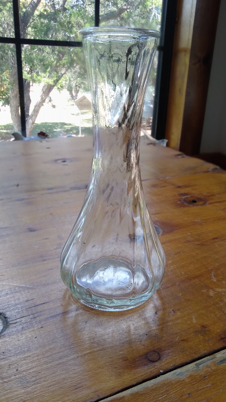 Vintage Hoosier Glass Swirl Around Bud Vase 6 4064 Etsy