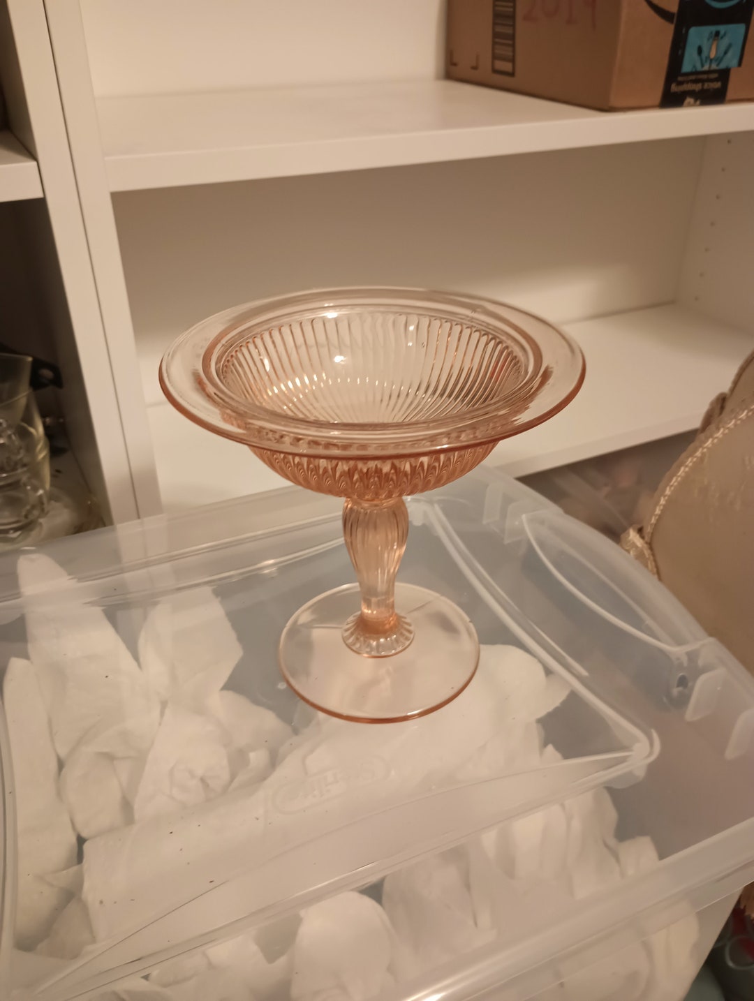 Vintage Pink Depression Glass Ribbed Pedestal Compote - Etsy