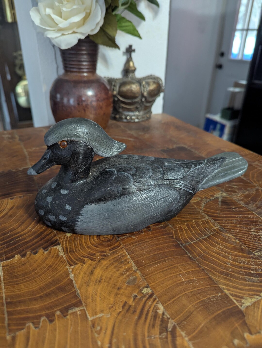 VINTAGE Signed Composite Black Wood Duck Decoy Carved JOE REVELLO - Etsy