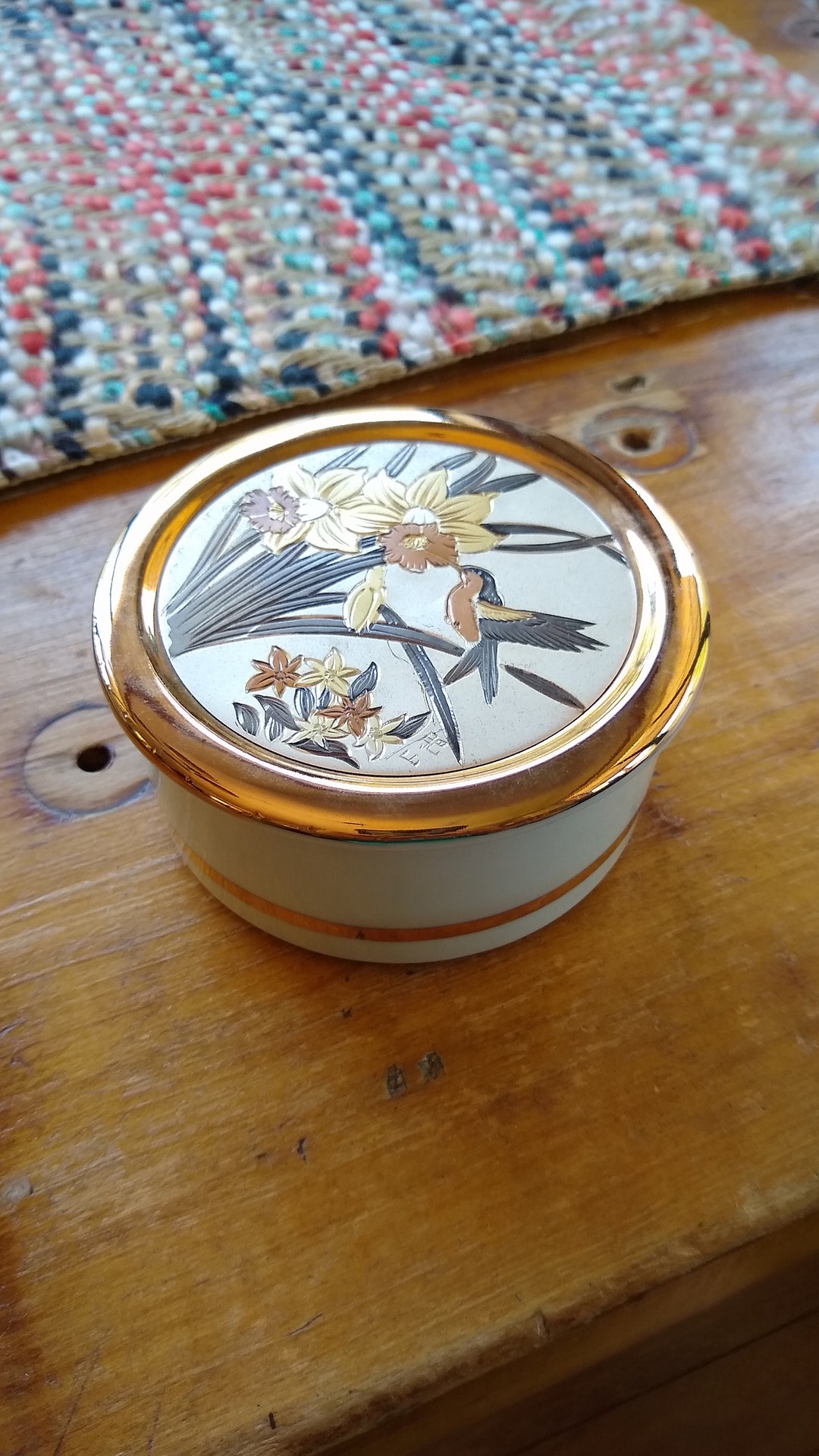 Vintage Japanese Art of Chokin Engraved Trinket Box With 24K - Etsy