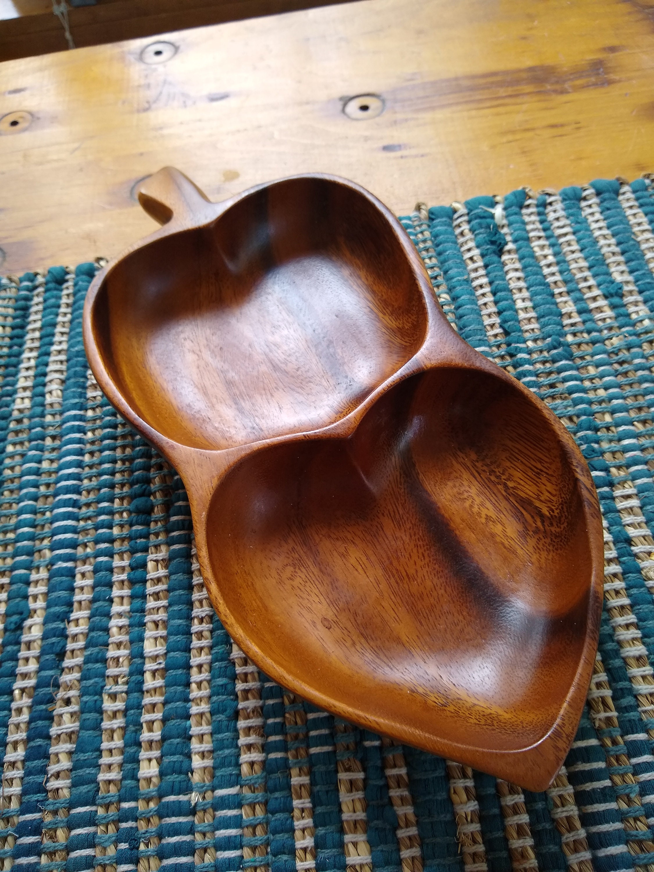 Vintage Leilani Monkey Pod Wood Divided Tray - Etsy