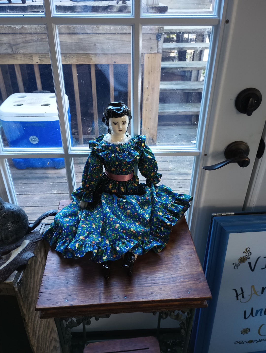 Antique Doll With Porcelain Head, Hands and Legs…handmade Prairie Dress ...