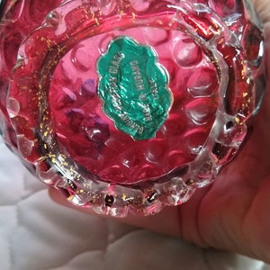 Vintage VENETIAN ART RUBY Glass Milk Jug Creamer Gold Handle Rigaree ...