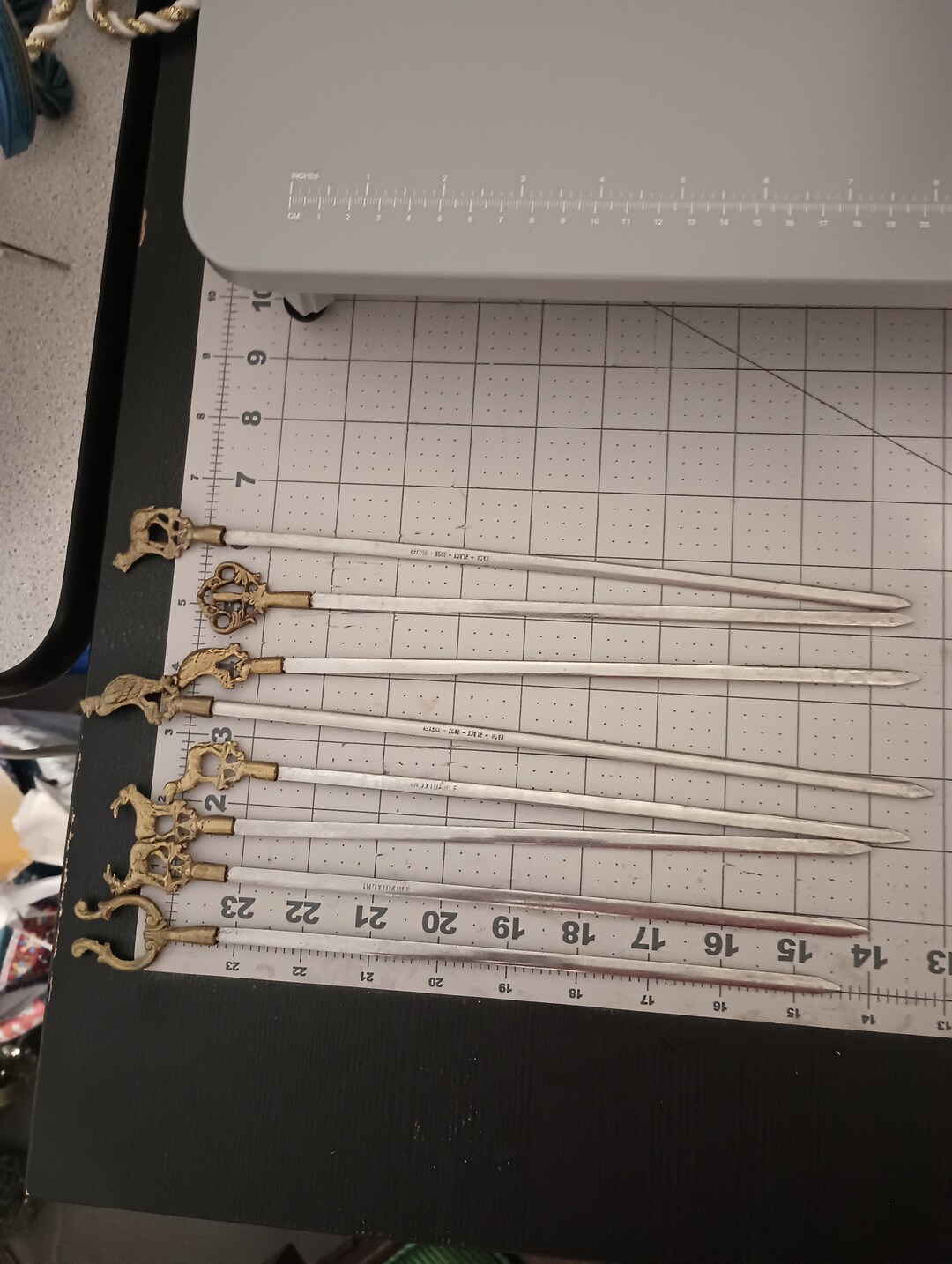 Mid-century Modern Metal Turkish Skewers With Brass Animal Design Tops ...