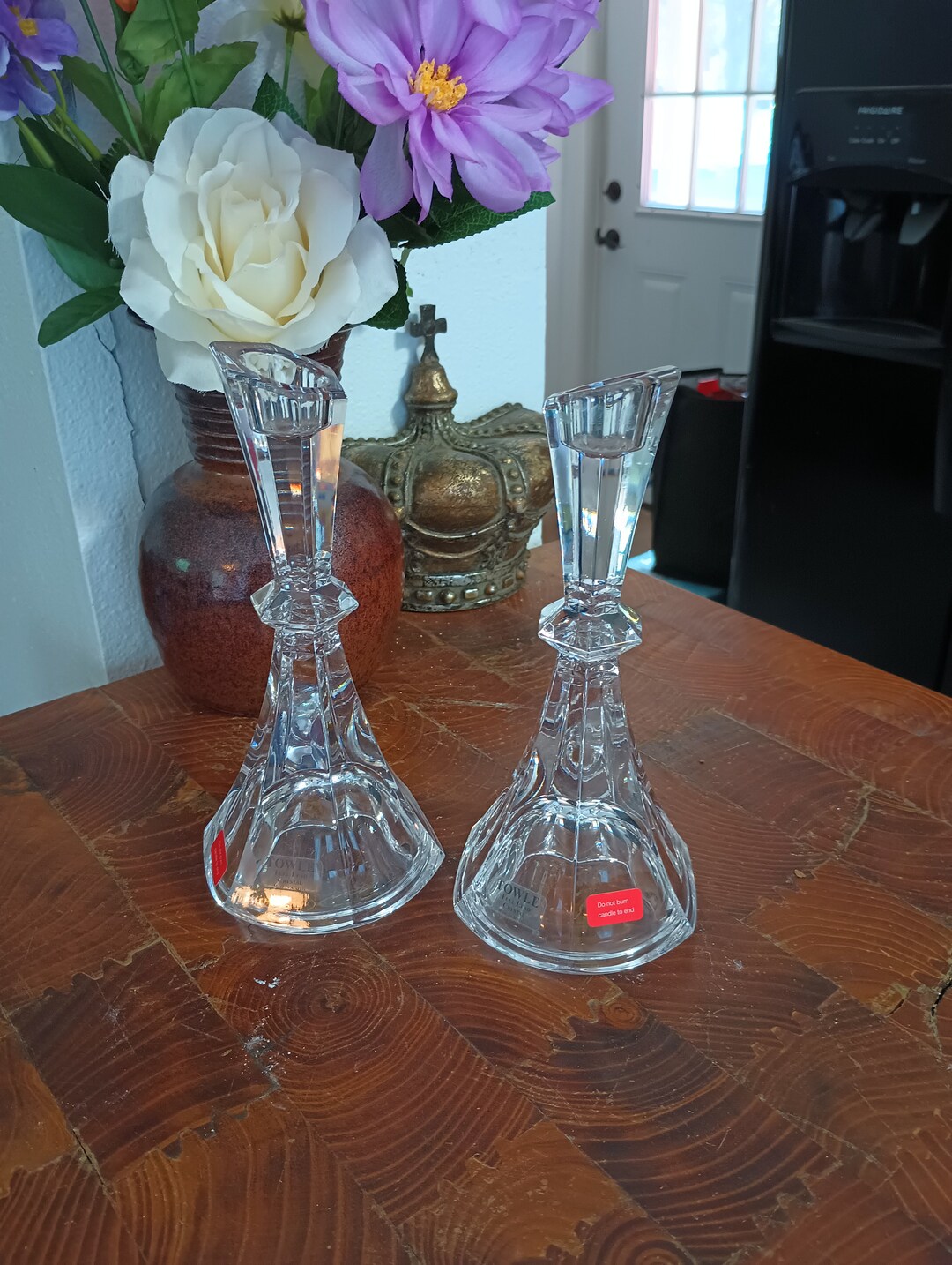 Towle Full Lead Crystal Candlesticks Elegant 7.5 Inch Tall Made in ...