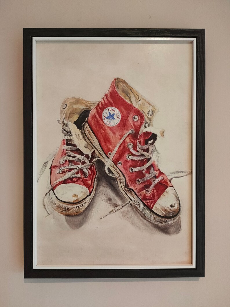 Red Converse High-top Art Print (A4, A3) - Etsy