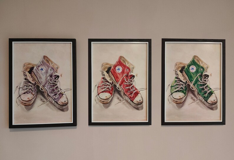 Red Converse High-top Art Print (A4, A3) - Etsy