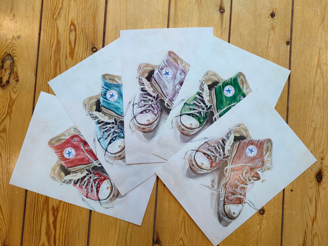 Red Converse High-top Art Print A4 A3 | Etsy