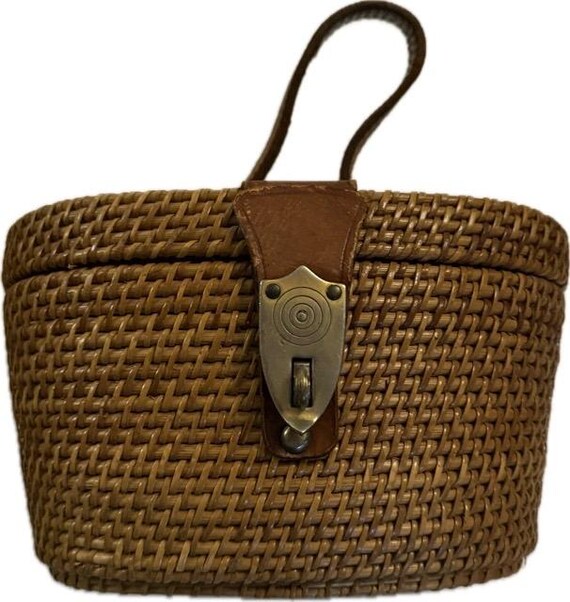 Vintage Rattan Handbag - 1950s Wicker Purse - Vintage… - Gem